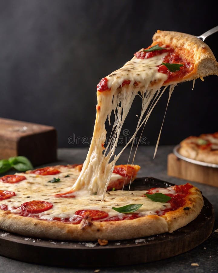 Cheese Splash Pizza with Gooey Cheese Pull on a Freshly Baked Pepperoni ...