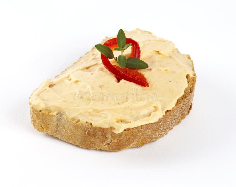 Cheese Spread with Pepper on Bread Stock Photo - Image of appetizer ...