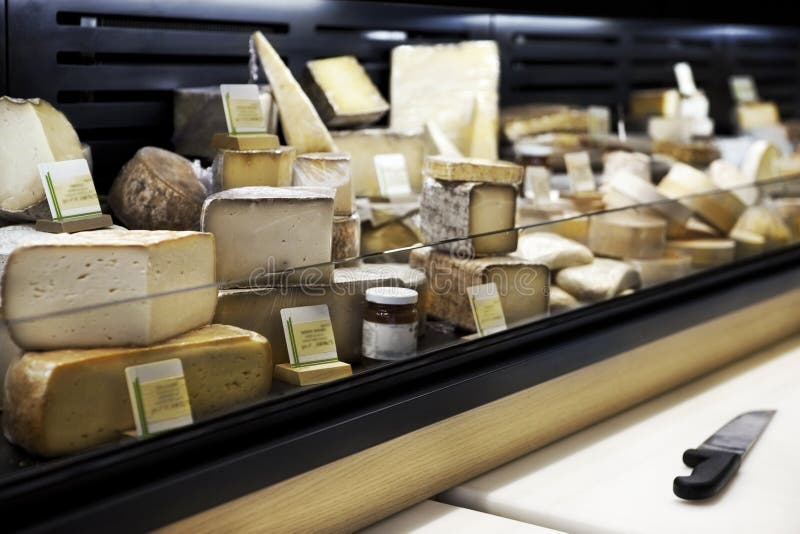 Cheese on a stall stock image. Image of stall, service - 123388535