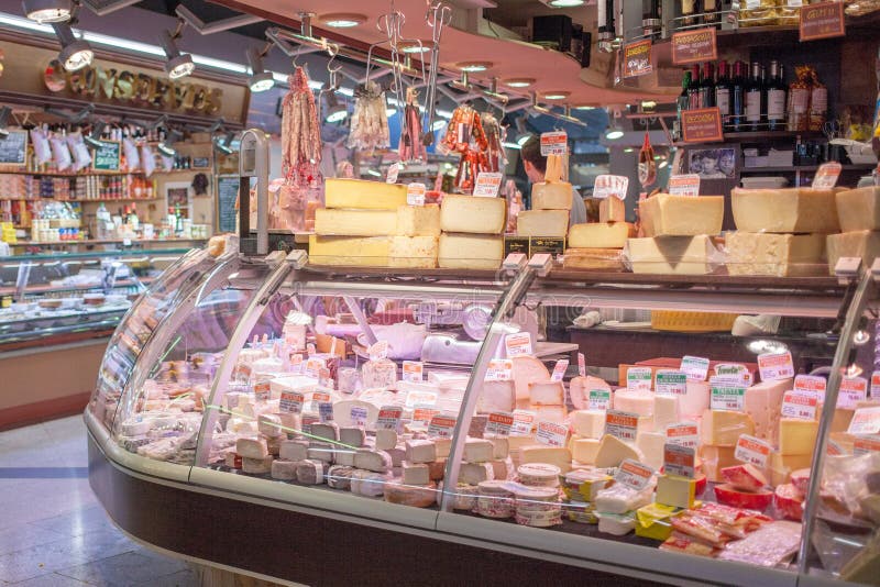 Cheese Stall at the Market in Barcelona Editorial Image - Image of food ...
