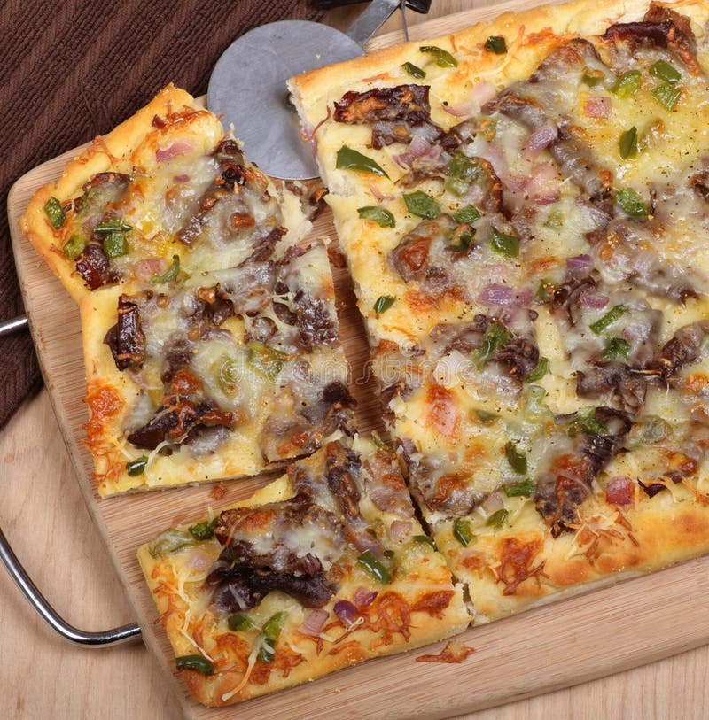 Cheese Steak Pizza Slices stock photo. Image of food - 23044630