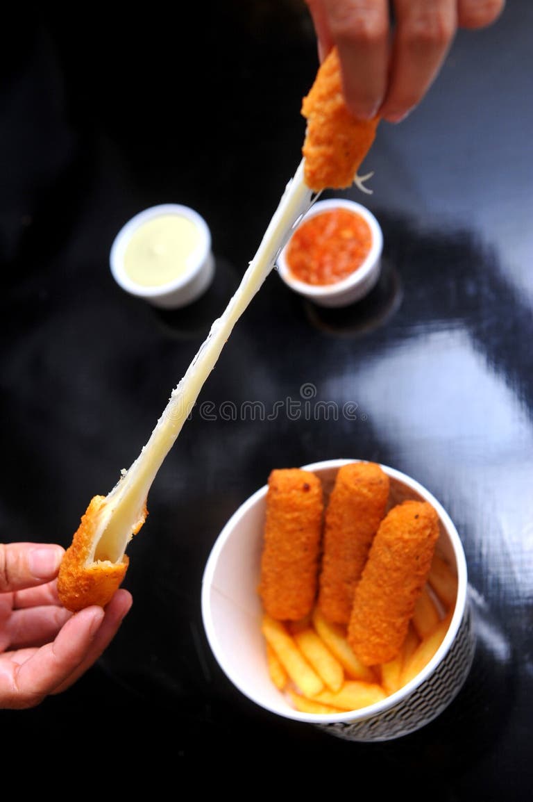 Crispy Fried Cheese Stick Barbecue Sauce Stock Photos - Free & Royalty ...