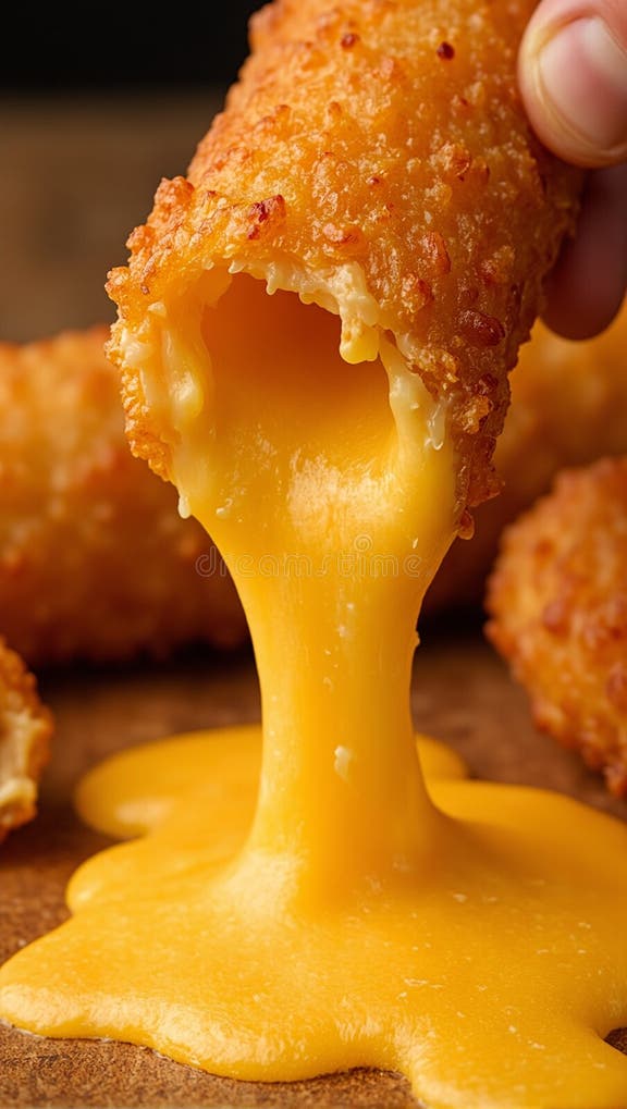 Cheese Stick Oozing Molten Cheese Crispy Crust Breaking Open Stock ...