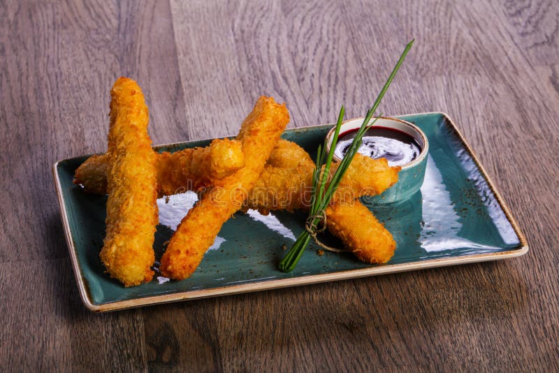 Cheese sticks with sauce stock image. Image of fried - 109267935