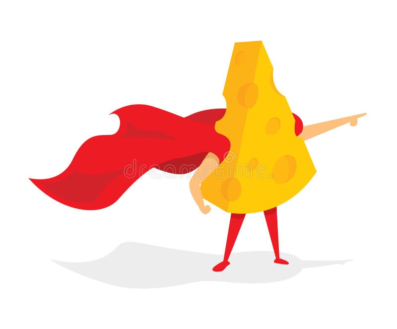 Cheese Super Hero with Cape Stock Vector - Illustration of mascot, cape ...