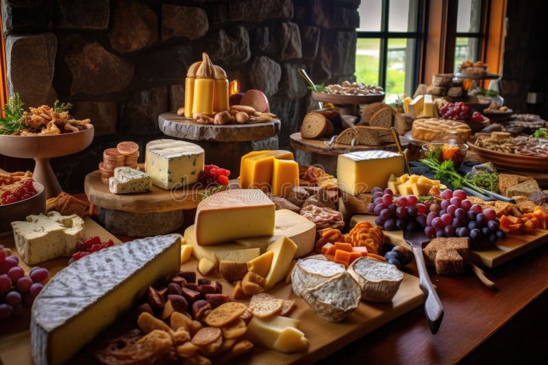 Cheese Tasting Table with Various Types Stock Photo - Image of milk ...