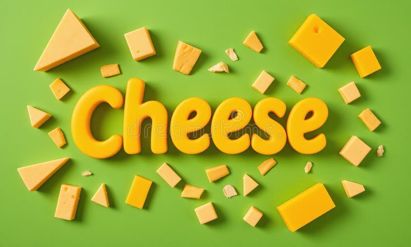 Cheese Text in 3D Yellow Letters Swiss Cheese Stock Illustration ...