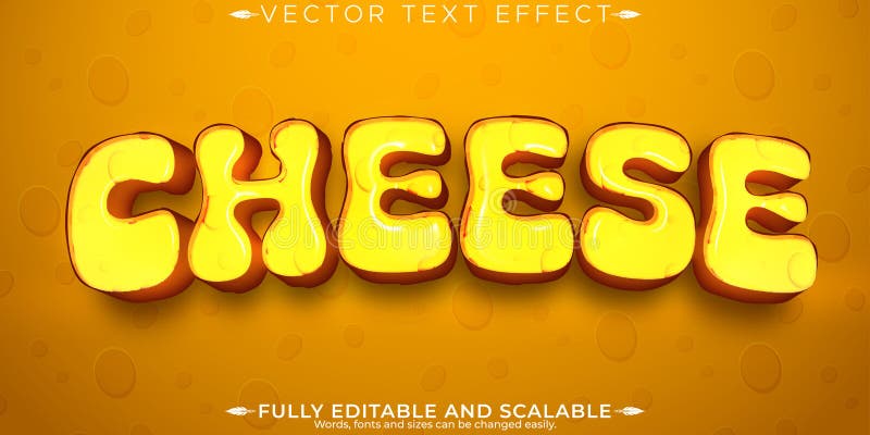 Cheese Text Effect, Editable Food and Fresh Text Style Stock Vector ...