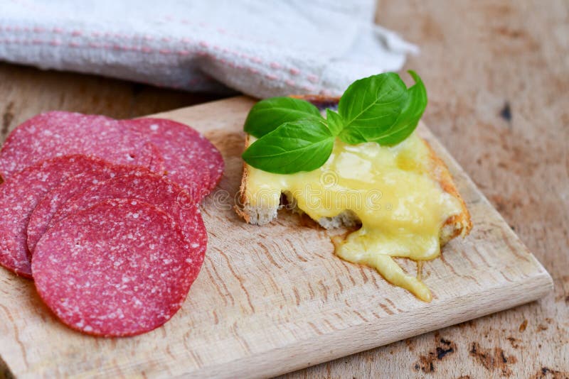 Cheese toast stock image. Image of crisp, meal, basil - 110123249