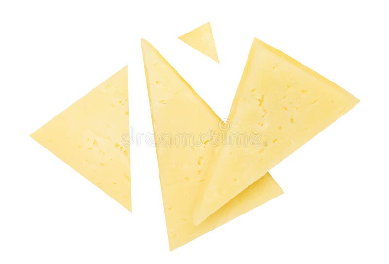 Cheese Triangle Pieces Isolated on White Background. Swiss Cheese ...