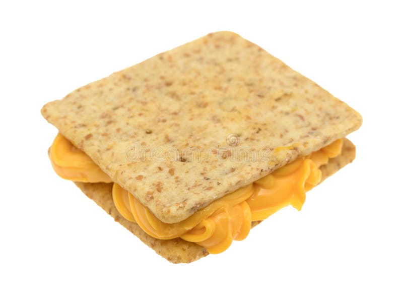 Cheese between Two Crackers on a White Background Stock Photo - Image ...