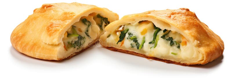 Cheese and Vegetable Calzone on a White Background Stock Illustration ...