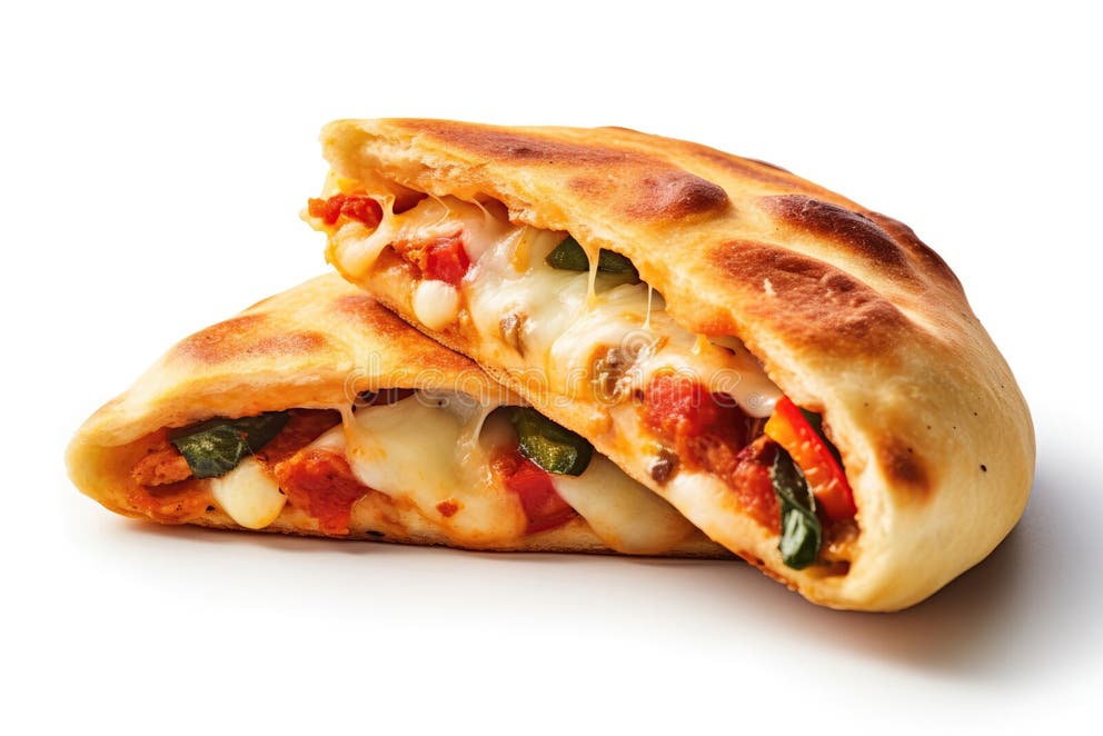 Cheese and Vegetable Calzone on a White Background. Generative AI Stock ...