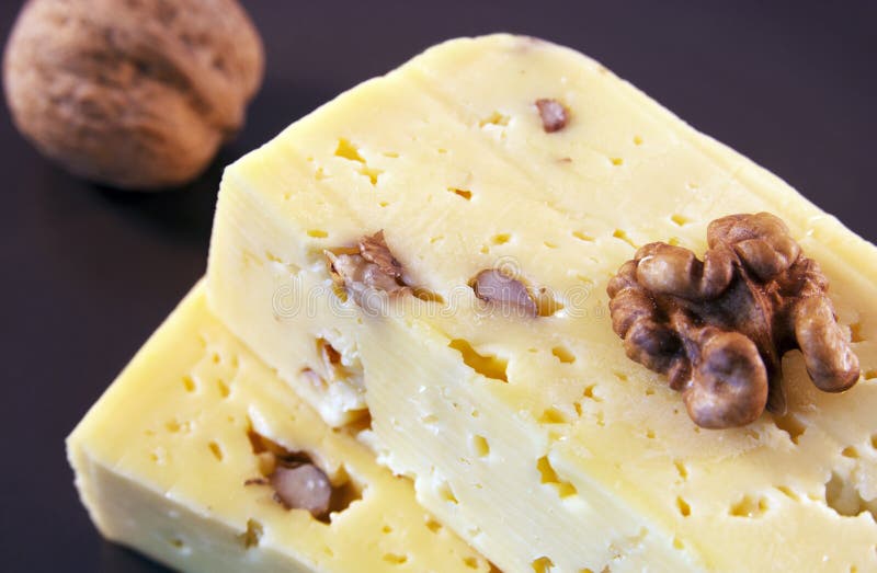 Cheese with walnuts stock photo. Image of meal, close - 32863258