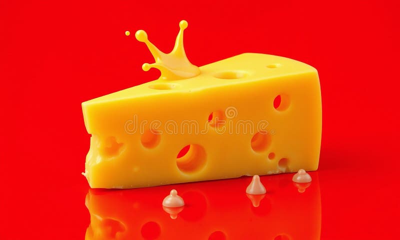 Cheese Wedge with Holes Melting Cheese Splash Stock Illustration ...
