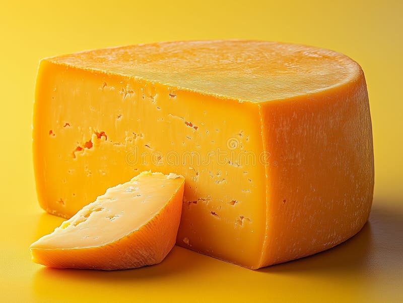 Cheese Wheel with Slice Cut Stock Illustration - Illustration of ...