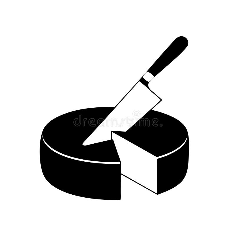 Cheese Wheel Slice with Knife Vector Illustration for Culinary and Food ...