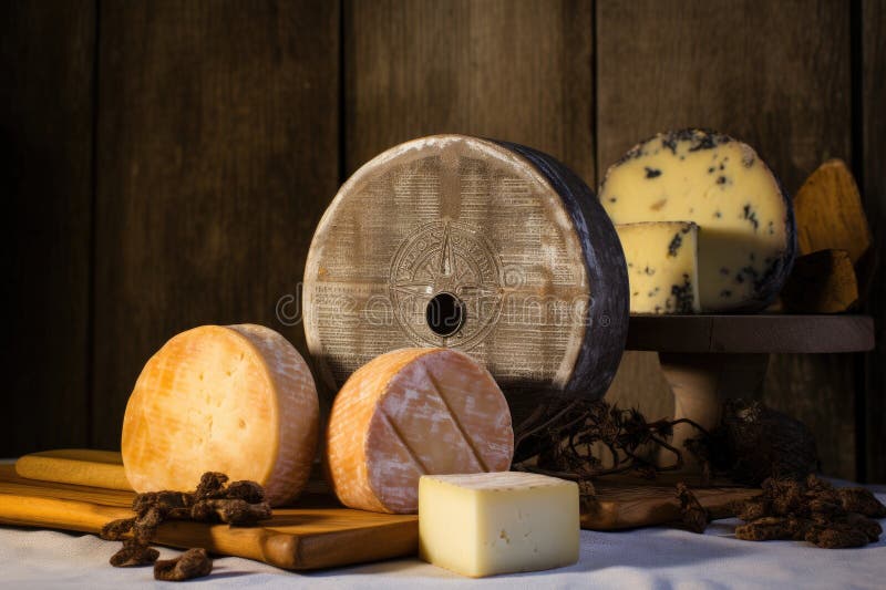 Cheese Wheel with Wax Seal and Rustic Label Stock Image - Image of ...