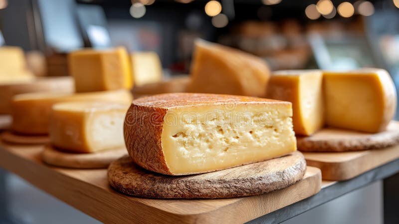 Cheese Wheels Blocks Displayed Wooden Board Stock Photos - Free ...