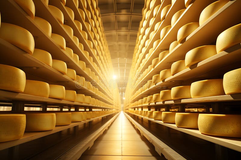 Cheese Wheels in a Cheese Factory. Shallow Depth of Field Stock ...