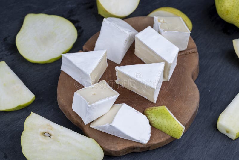 Cheese with White Mold Cut into Chunks Stock Photo - Image of mold ...