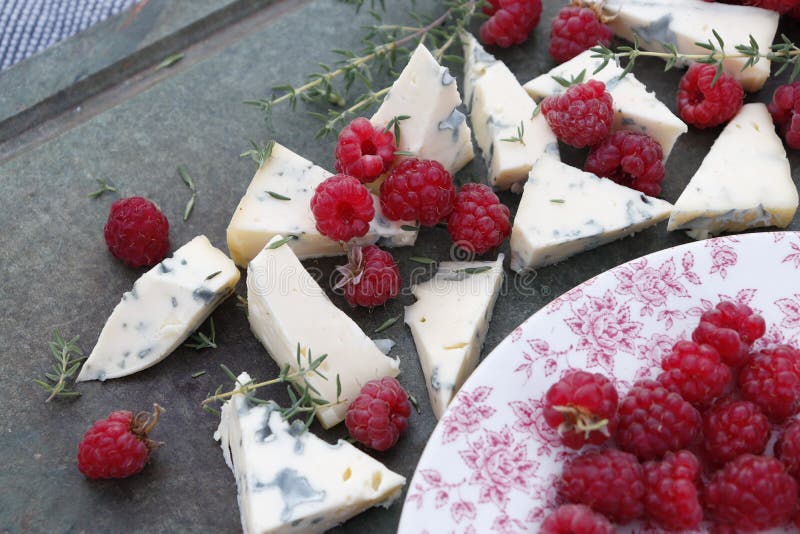 Cheese with Blue Mold and Raspberry. Stock Photo - Image of berry, life ...