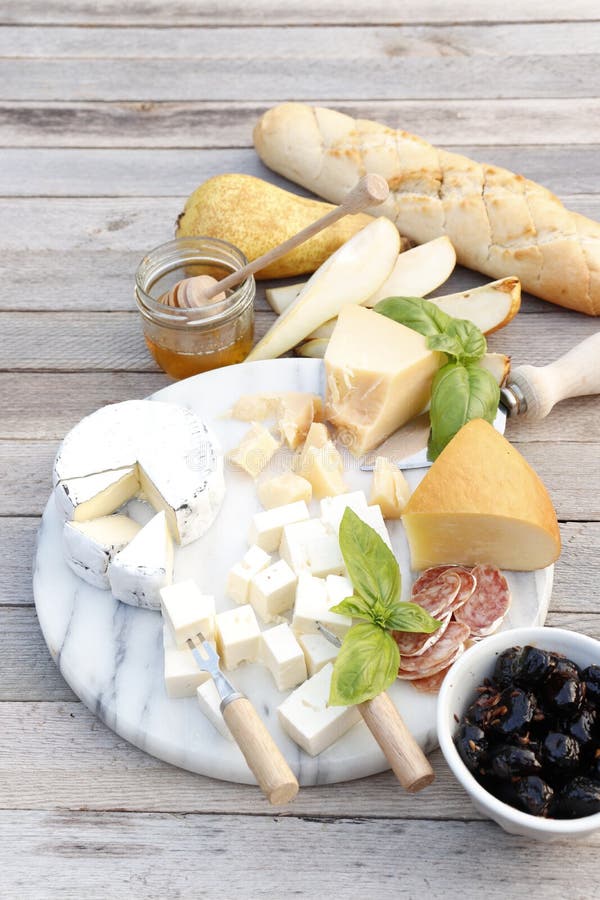 Cheeseboard. Four Types of Cheese Stock Image - Image of cheeseboard ...