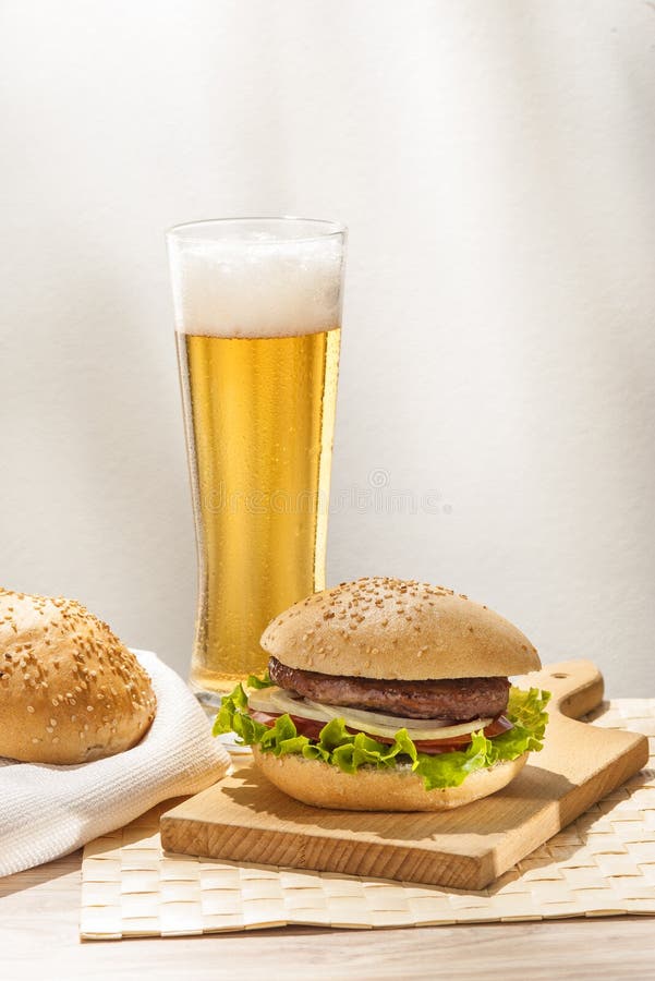 Cheeseburger and beer stock photo. Image of alcohol, fresh - 30506420