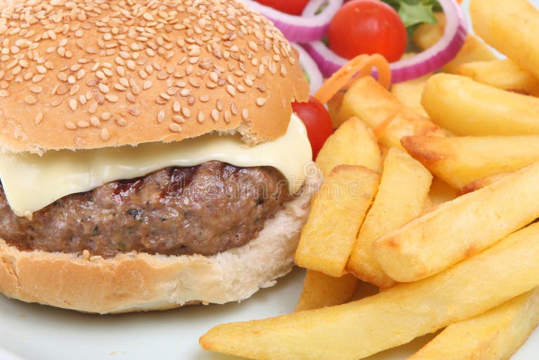 Cheeseburger and Chips stock image. Image of macro, dinner - 10796561