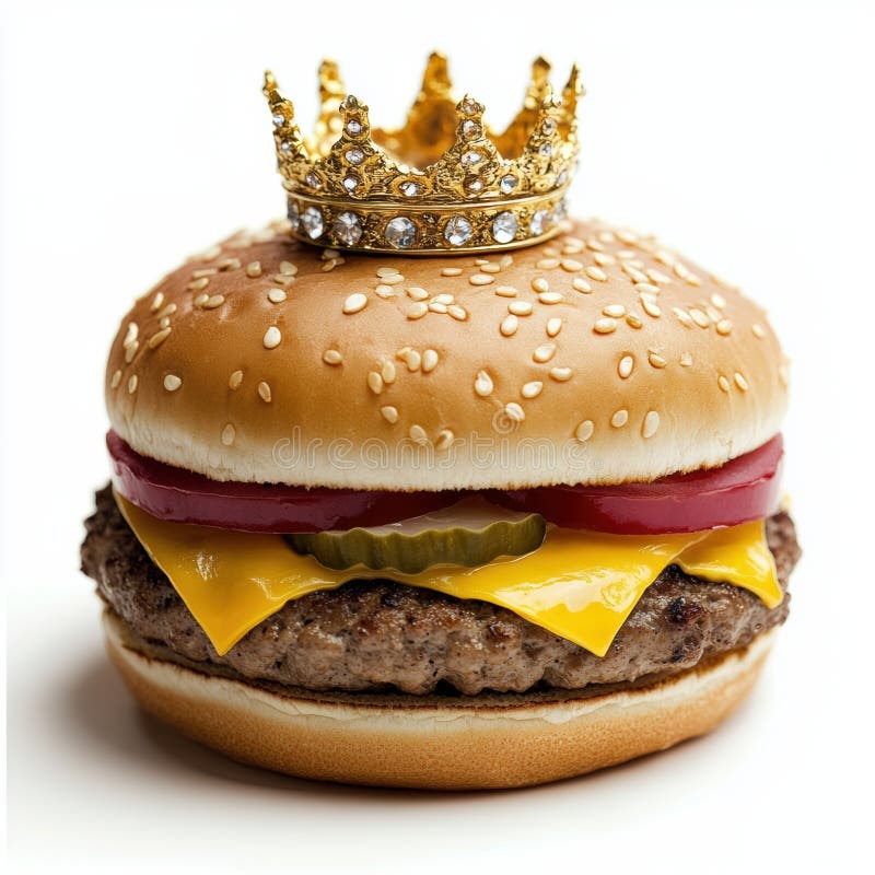 A Cheeseburger with a Crown on Top of it and Cheese, AI Stock Image ...