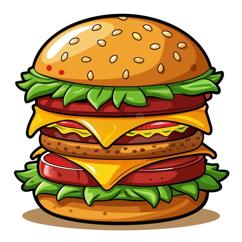 A Cheeseburger with a Double Cheeseburger Stock Vector - Illustration ...