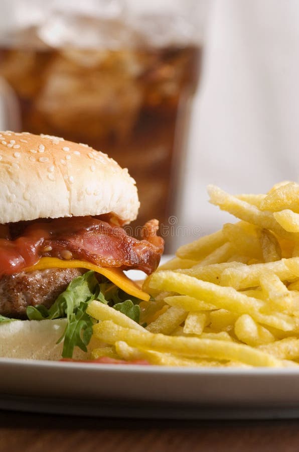 Cheeseburger with fries stock image. Image of potato, cheeseburger ...