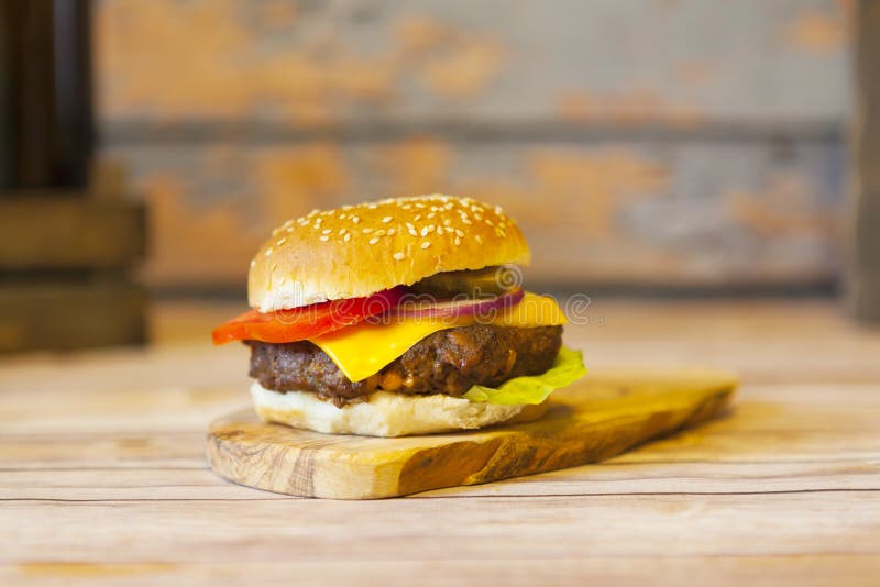 Cheeseburger stock photo. Image of draft, onion, cooked - 43121342
