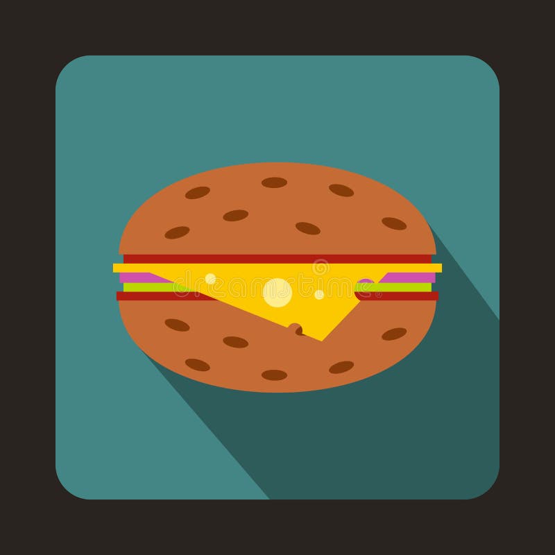Cheeseburger Icon, Flat Style Stock Vector - Illustration of ...