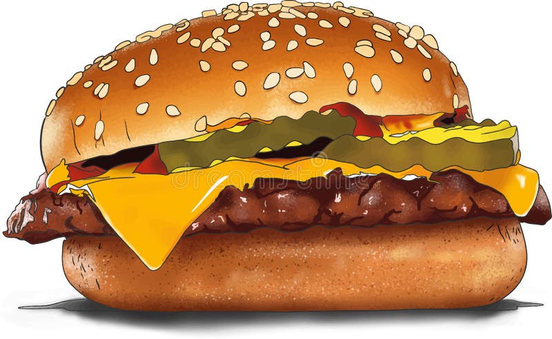 Cheeseburger Vector Illustration Stock Vector - Illustration of mayo ...