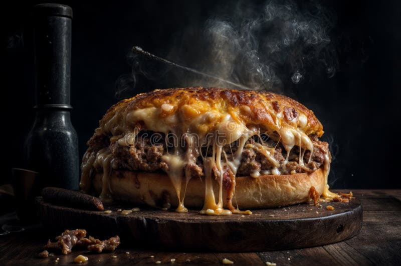 Cheeseburger with Melted Cheese and Steam Rising Stock Illustration ...