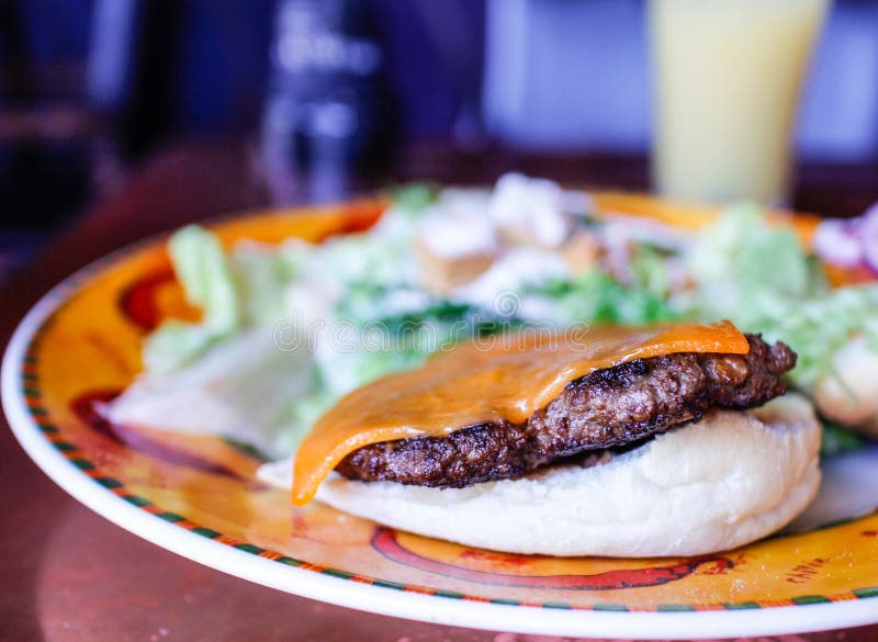 Cheeseburger Open Face with Lettuce Stock Image - Image of neck, junk ...