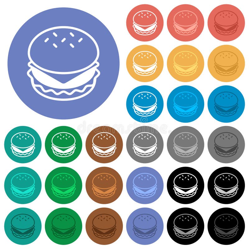 Cheeseburger Round Flat Multi Colored Icons Stock Vector - Illustration of culinary, victuals ...