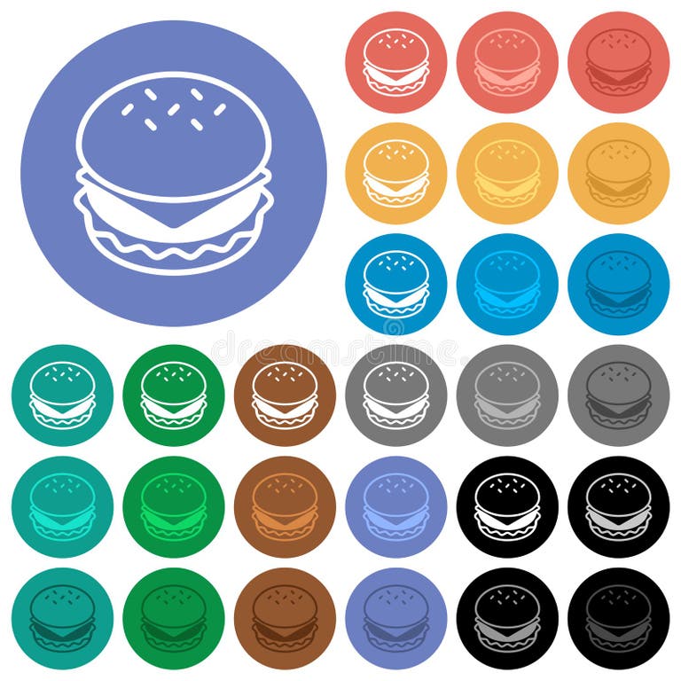Cheeseburger Round Flat Multi Colored Icons Stock Vector - Illustration of culinary, victuals ...