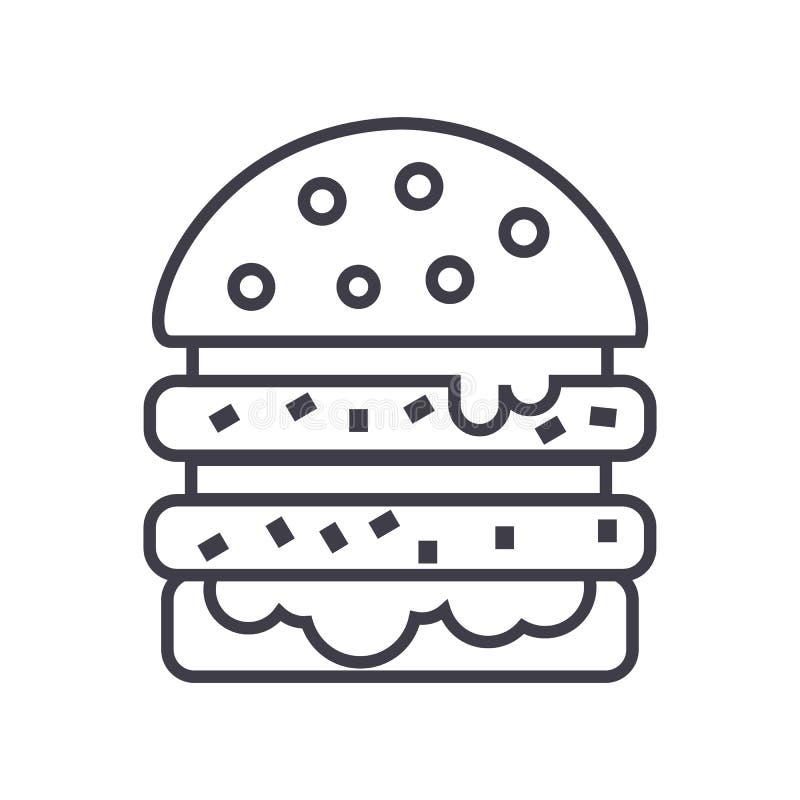 Cheeseburger Vector Line Icon, Sign, Illustration on Background ...