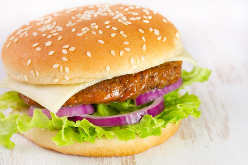 Cheeseburger on the table stock photo. Image of delicious - 29952426