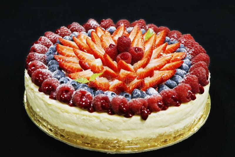 Cheesecake with Assorted Fresh Mix Berries Isolated. Stock Photo ...