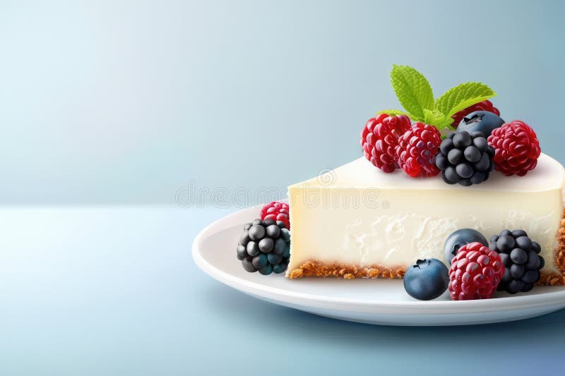 Cheesecake with Berries, Sweet and Creamy, Flat Design Photo, Delicious ...