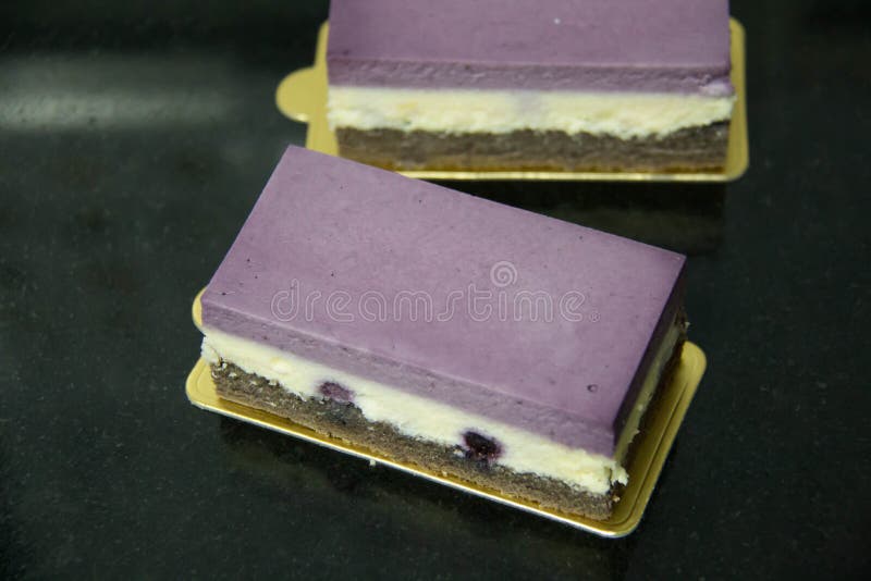 Cheesecake Blueberry on a Black Background Stock Photo - Image of ...