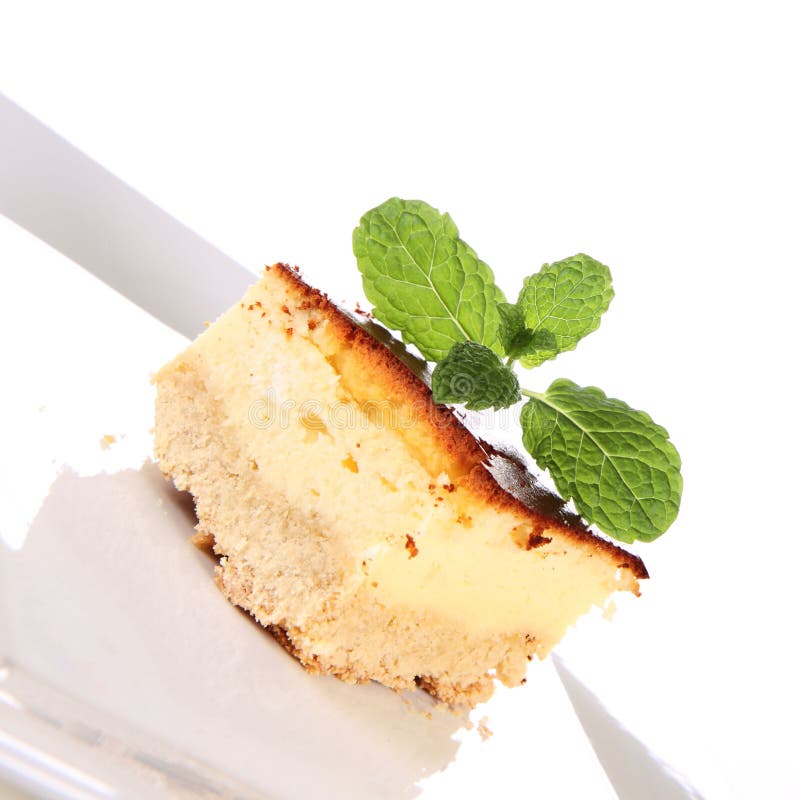 Cheesecake Decorated with Mint Stock Photo - Image of pastry, green ...
