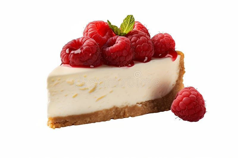 Cheesecake with Fresh Raspberries Isolated on White. Generative AI ...