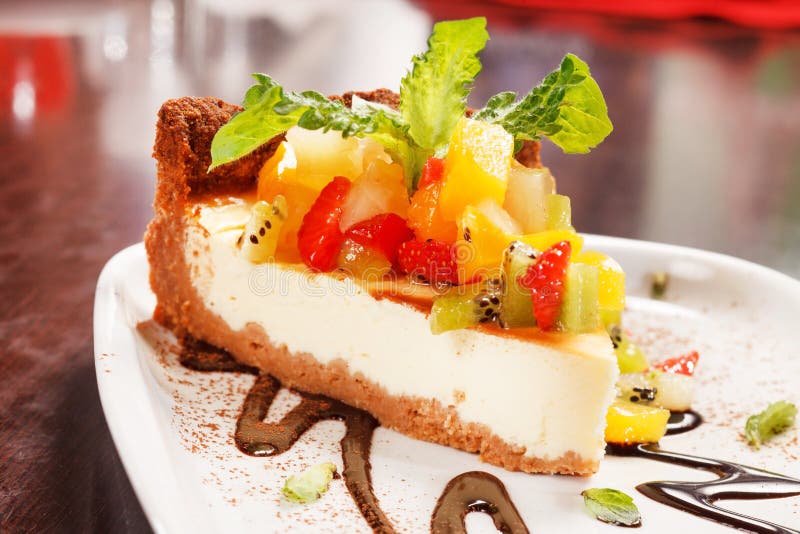 Cheesecake with fruits stock photo. Image of cuisine - 29521676