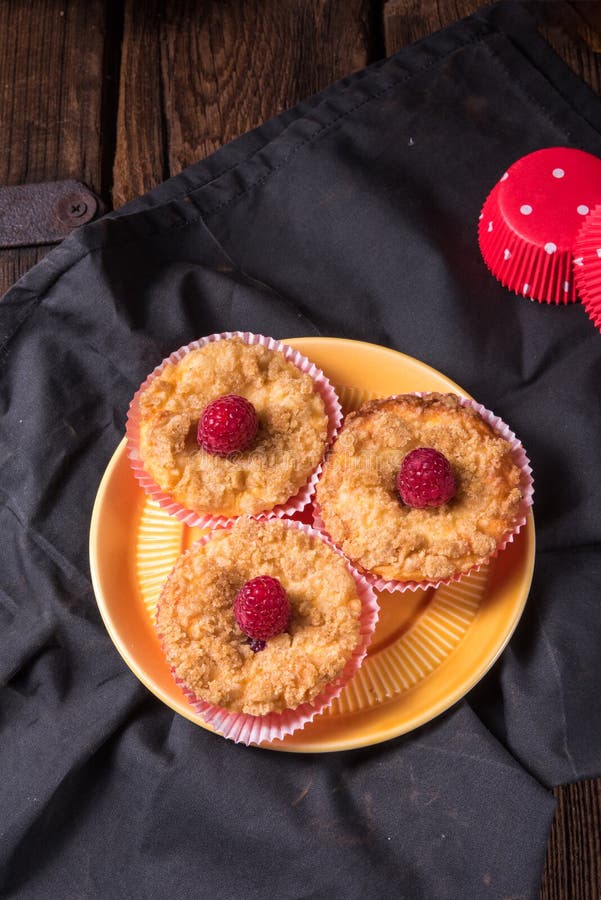 Cheesecake Muffins with Raspberry Stock Image - Image of closeup ...