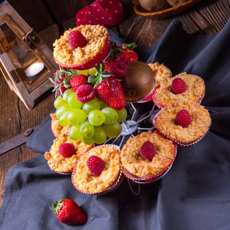 Cheesecake Muffins with Raspberry Stock Photo - Image of gourmet ...