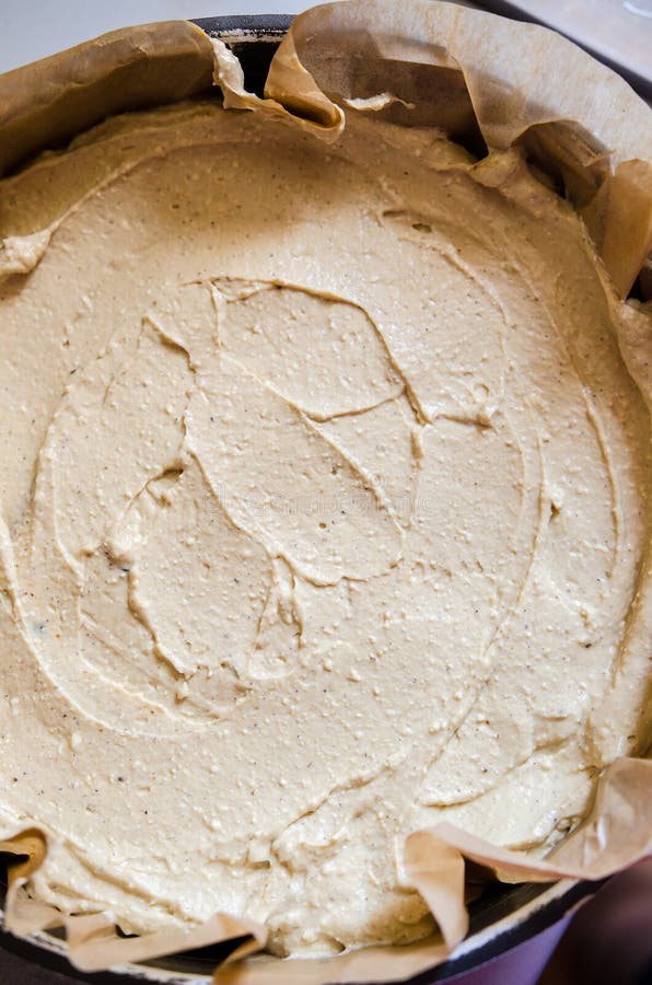 Cheesecake before oven stock image. Image of paper, kitchen - 58864237